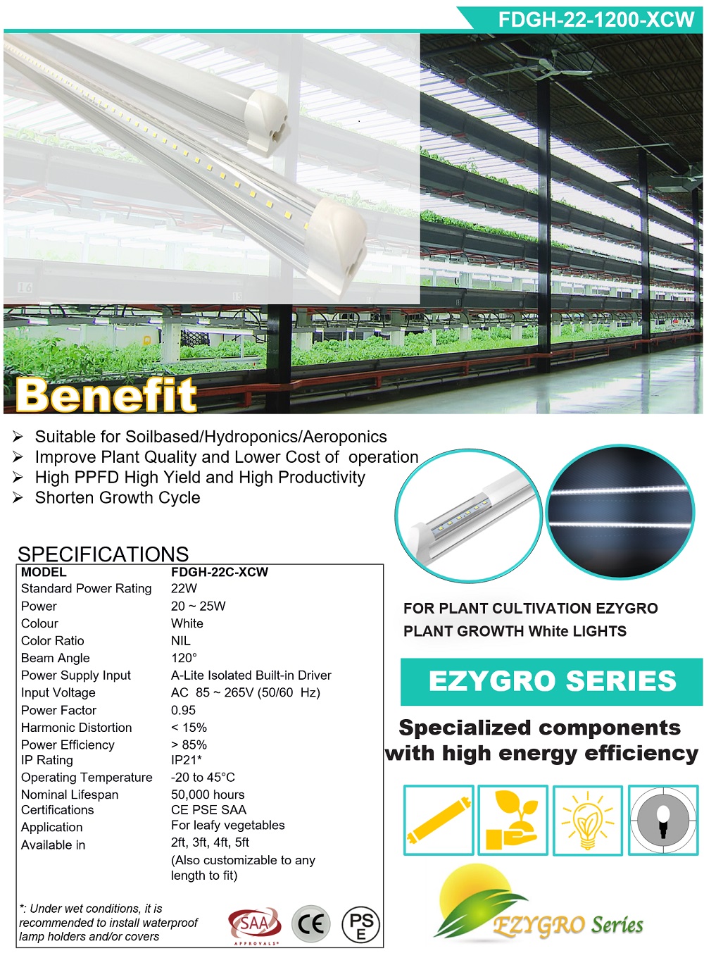 FDGH-22-1200-XCW Full Spectrum White LED integrated growth light for ...