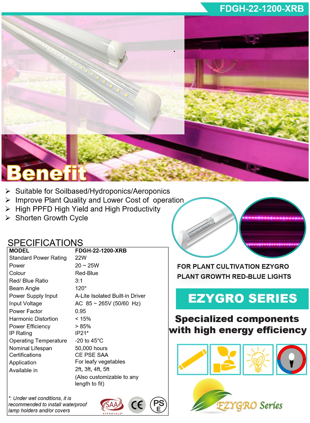 FDGH-22-1200-XCW Full Spectrum White LED integrated growth light for ...